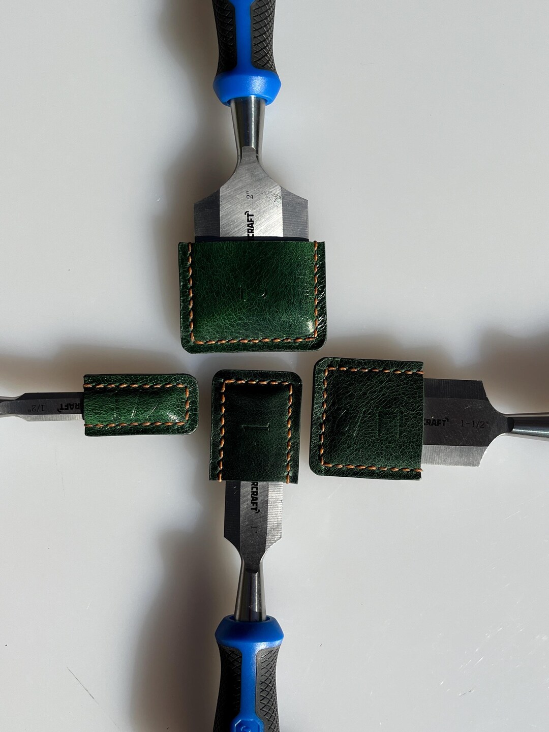 Chomp Green Heritage Leather Chisel Guards - Etsy