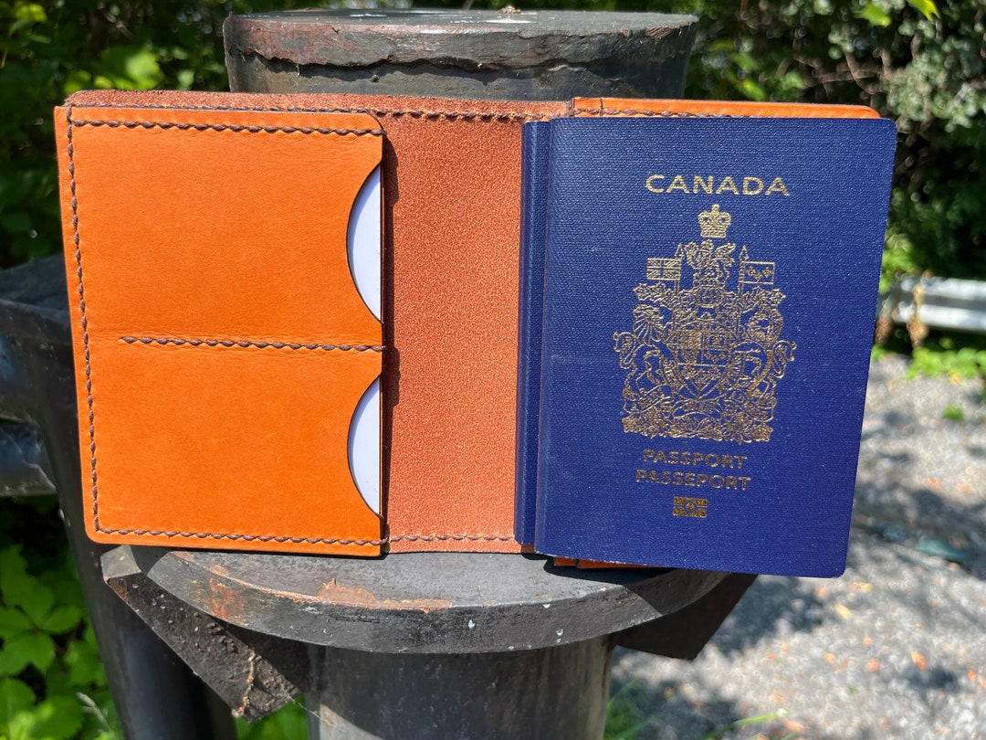 Burnt Orange Heritage Leather Double/triple Can/usa Passport Wallet - Etsy