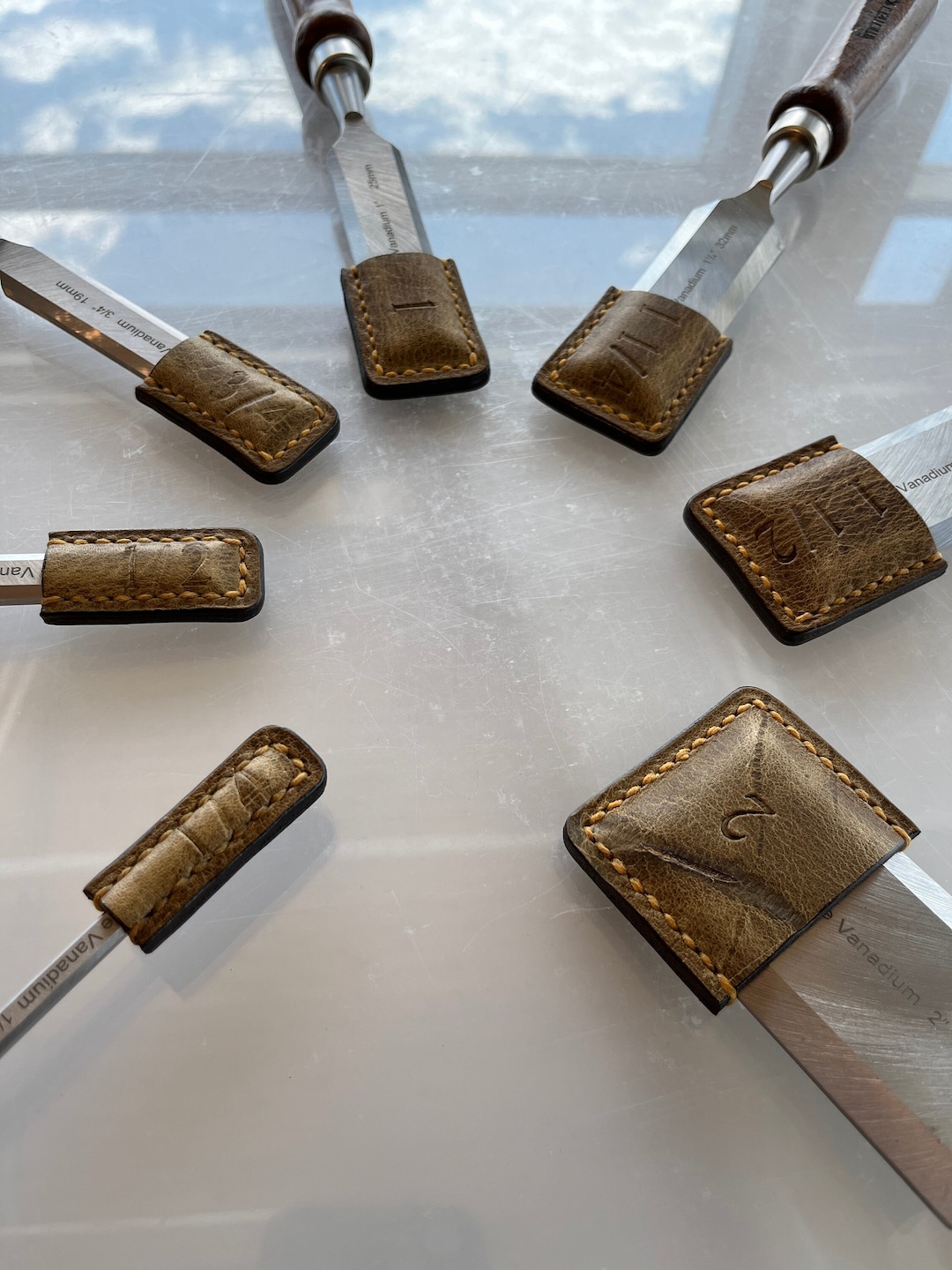 Moss Green Heritage Leather Chisel Guards - Etsy