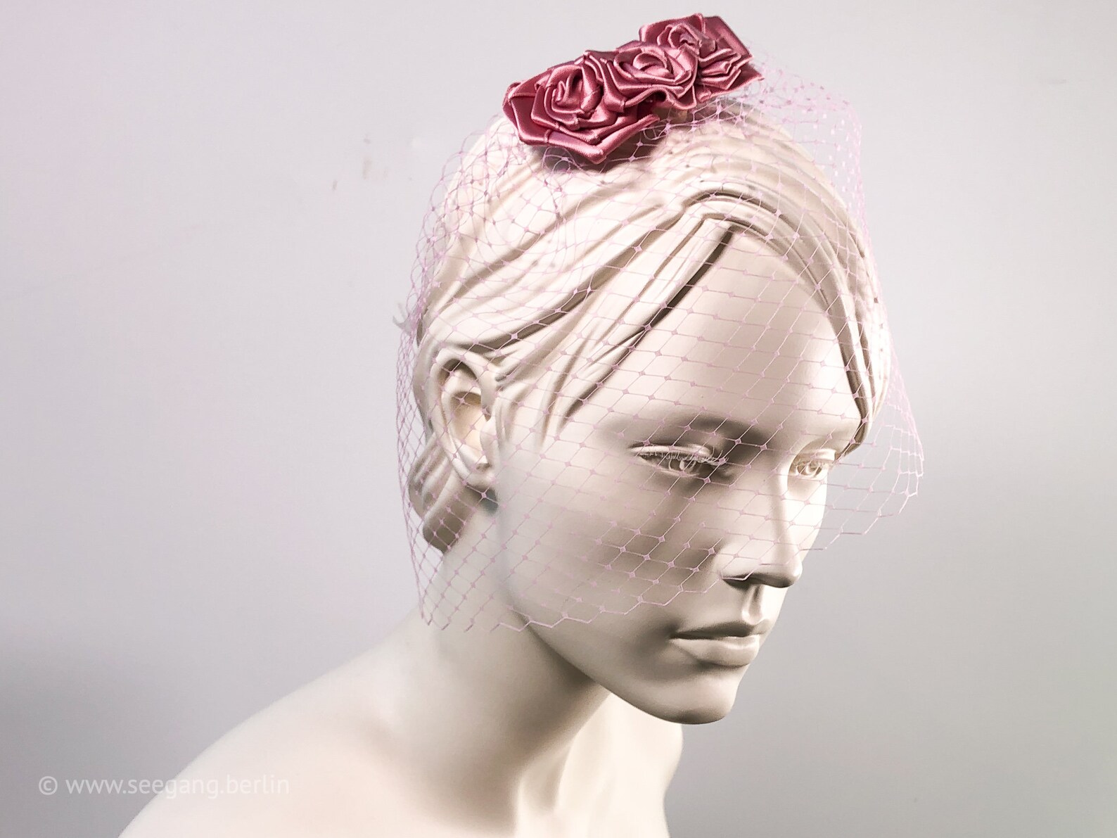 Veil Light Pink Short Veil With Roses Hair Accessories Hat - Etsy
