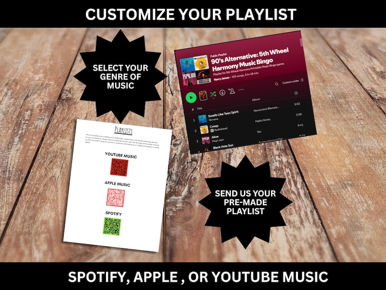 Music Bingo With Your Own Playlist | 50 Cards | Custom Party Game ...