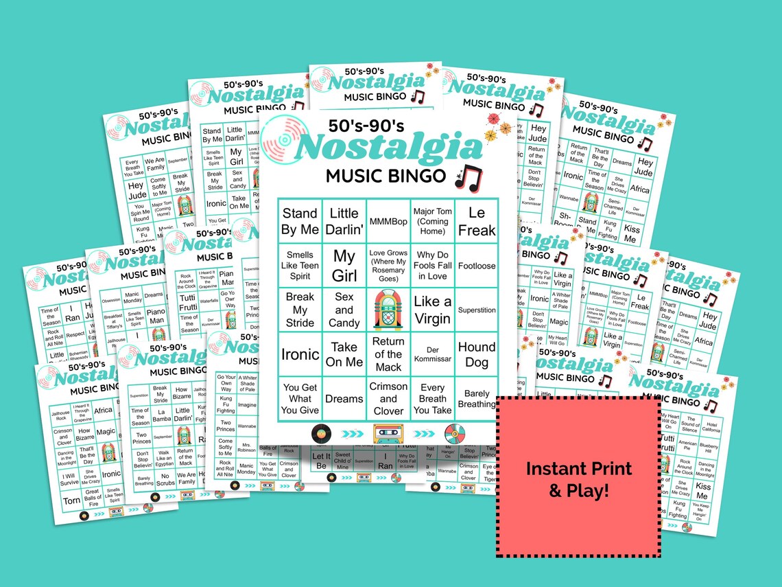 Music Bingo Party Kit – 50 Printable Cards + Spotify/youtube/apple ...