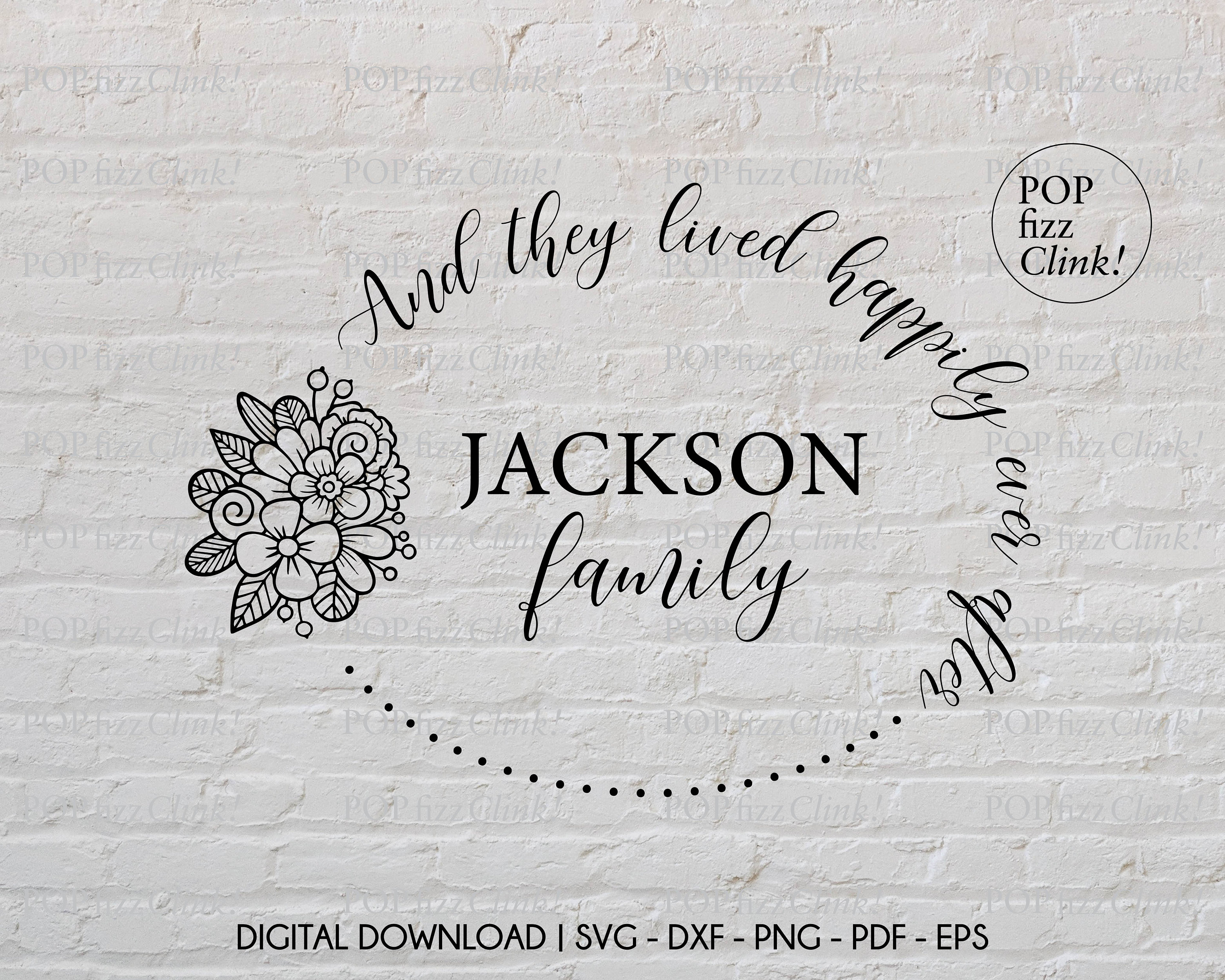 Floral Family Wreath Svg, Family Name Svg, Last Name Svg, Happily Ever ...