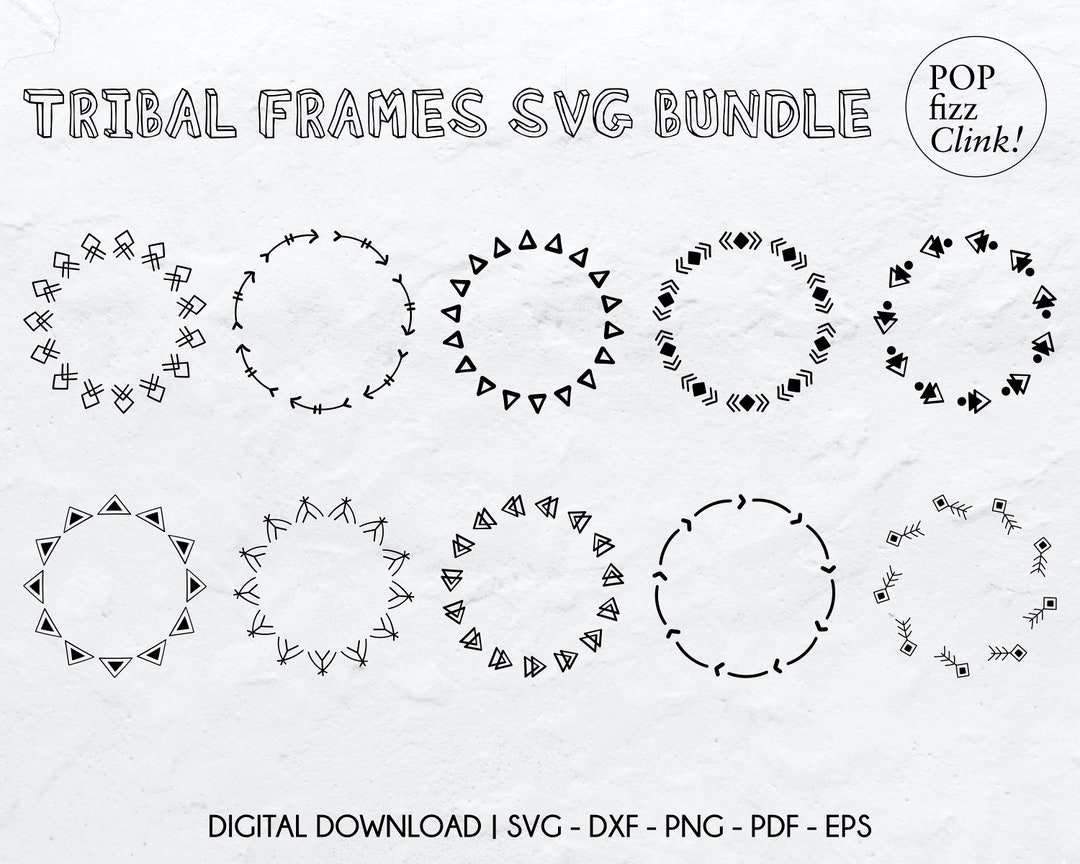 Tribal Frames Svg Bundle, Monogram Frames Bundle, Hand Drawn Tribal ...