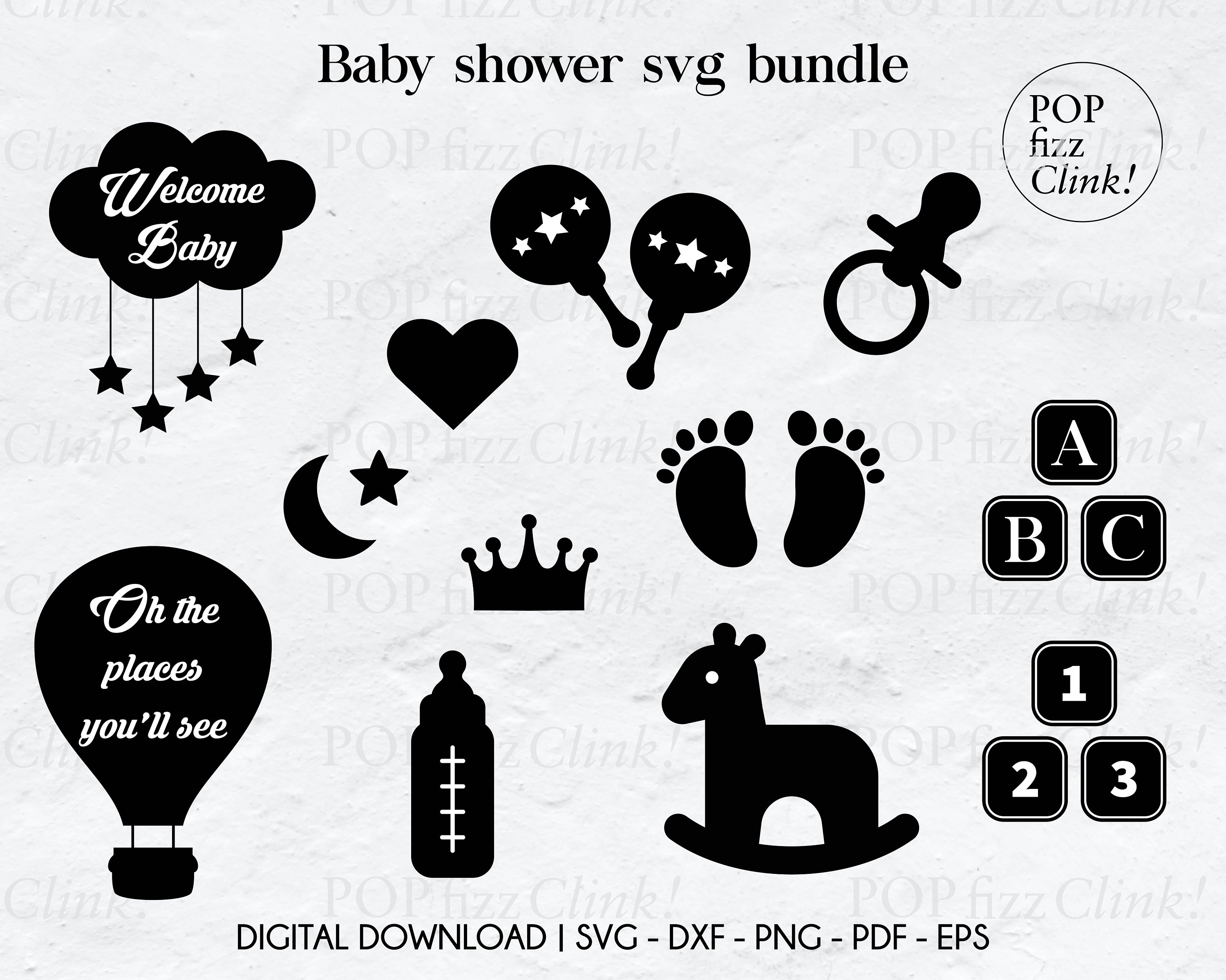 Baby Shower Svg Bundle, Welcome Baby Svg, Oh the Places You'll See Svg ...