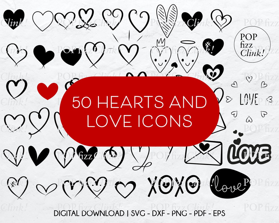 Heart Svg Bundle, Hand Drawn Hearts Svg, Doodle Heart Svg, Sketch Heart ...
