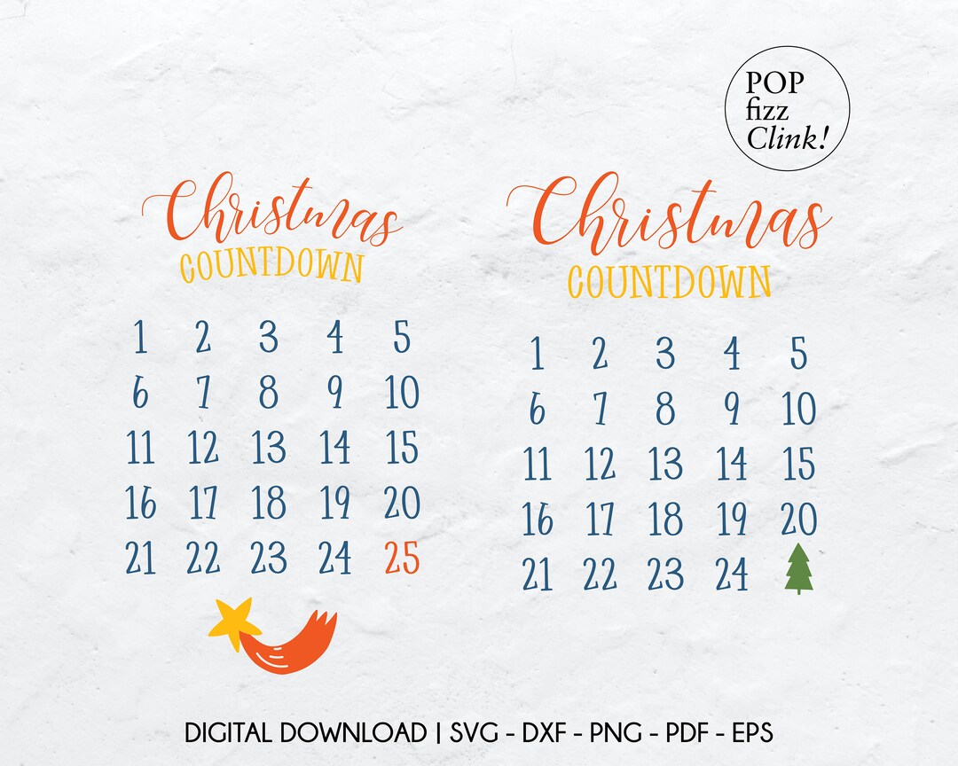 Christmas Countdown Svg, Set of 2 Christmas Advent Calendars Svg, Days ...