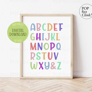 Colourful Alphabet Poster, Kids ABC Print, Kids Playroom Decor ...