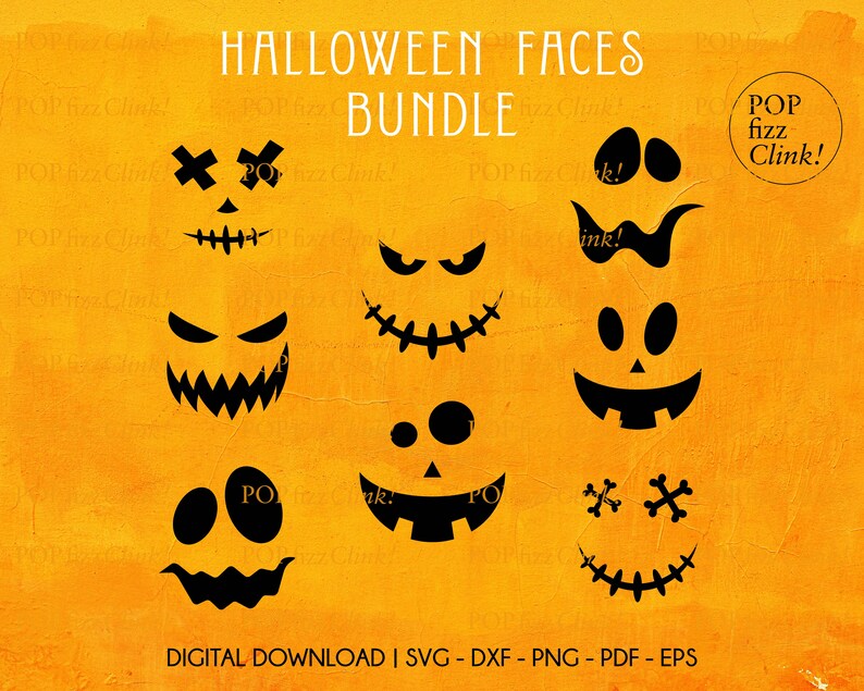 Halloween Faces Svg Bundle, Ghost Svg, Spooky Svg, Kids Halloween Svg ...