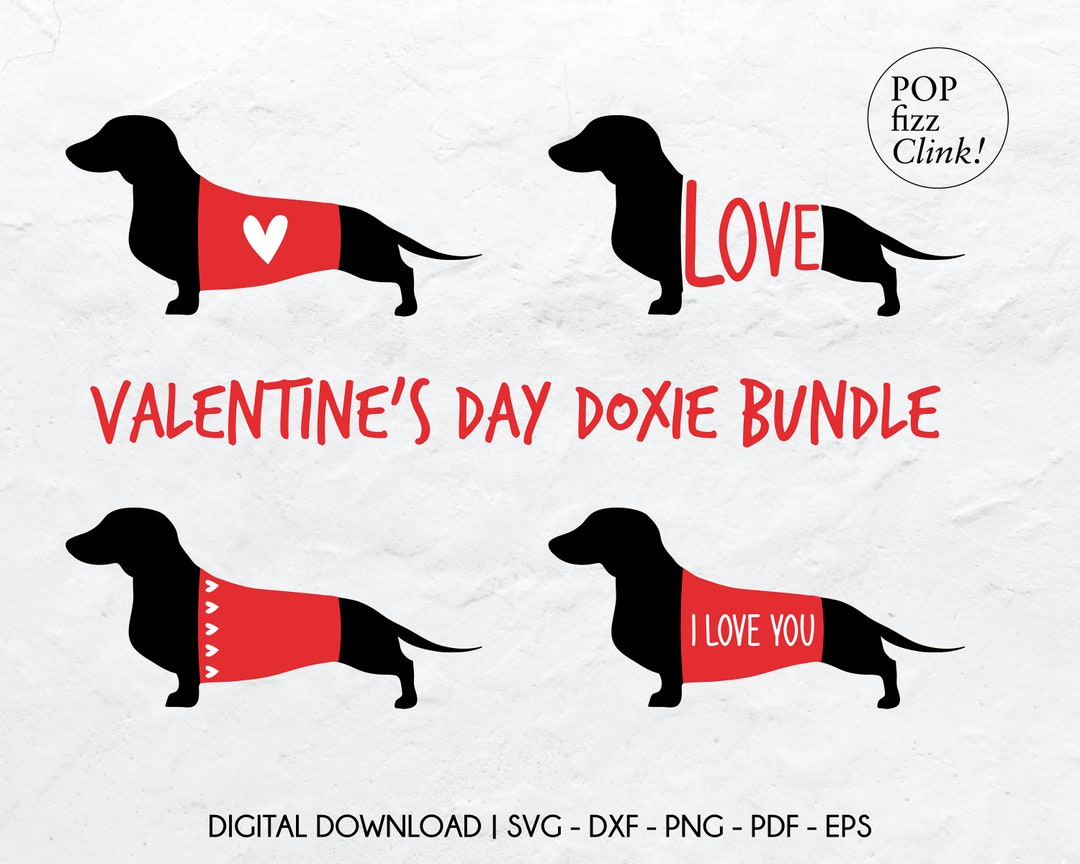 Valentine's Day Doxies Svg Bundle, Valentine's Day Wiener Svg Bundle ...