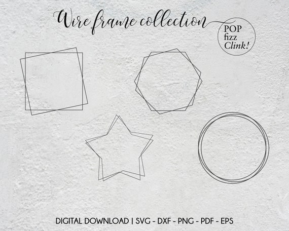 Wire Frames Svg Wire Frame Bundle Square Hexagon Star Circle | Etsy