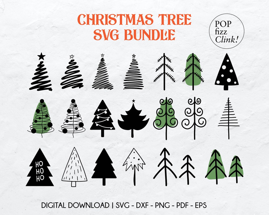 Christmas Trees Svg Bundle, Pine Trees Bundle, Set of Christmas Trees ...
