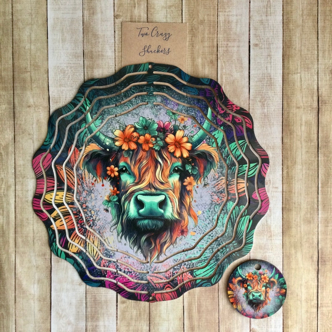 Highland Cow Wind Spinner - Cow Wind Spinner - 8 Inch Wind Spinner ...