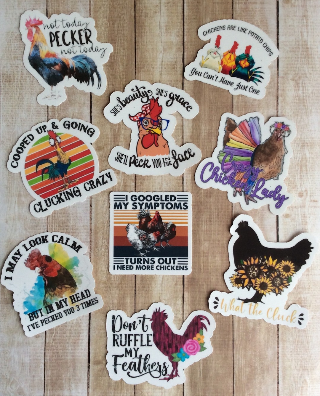 Chicken Stickers Individual Chicken Stickers Fully Waterproof Vinyl ...