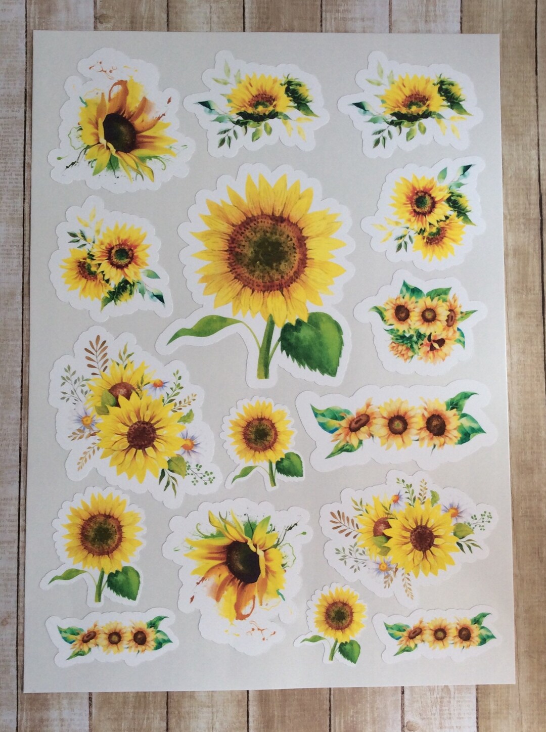 Watercolor Sunflowers Themed Sticker Sheet, for Paper Crafting, Scrap ...