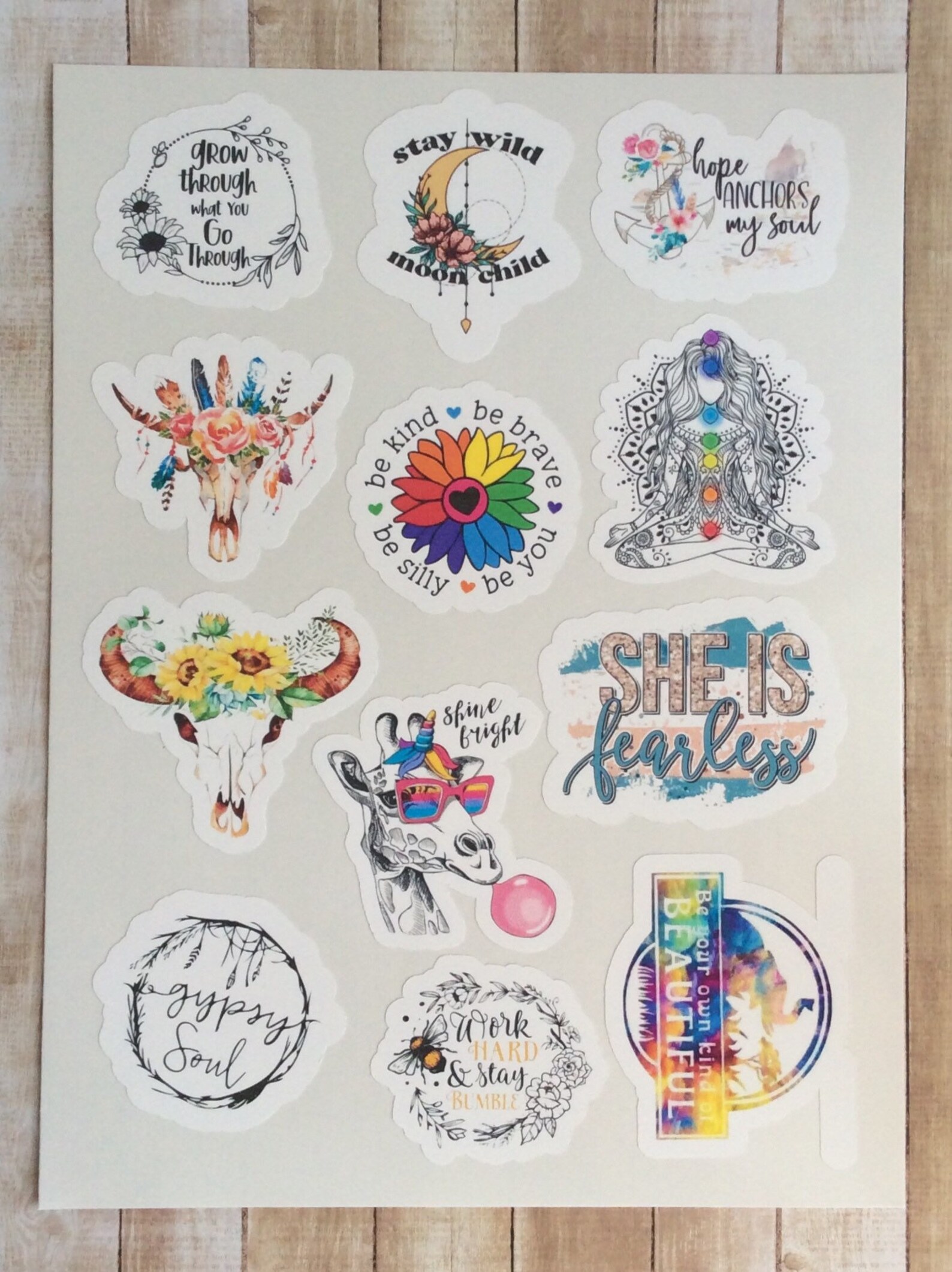 Boho Themed Sticker Sheet for Paper Crafting Scrap Booking - Etsy