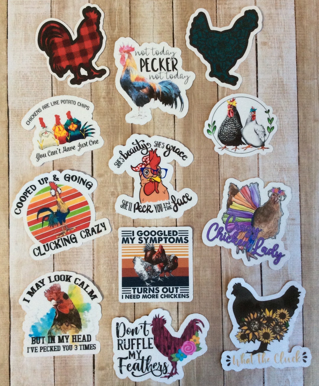 Chicken Stickers - Chicken Sticker Pack - Hunorous Chicken Stickers ...