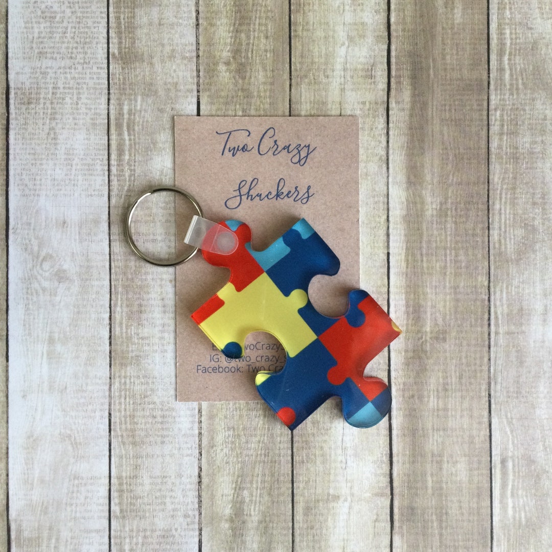 Autism Keychain - Autism Awareness - Acrylic Sublimation Puzzle Piece ...