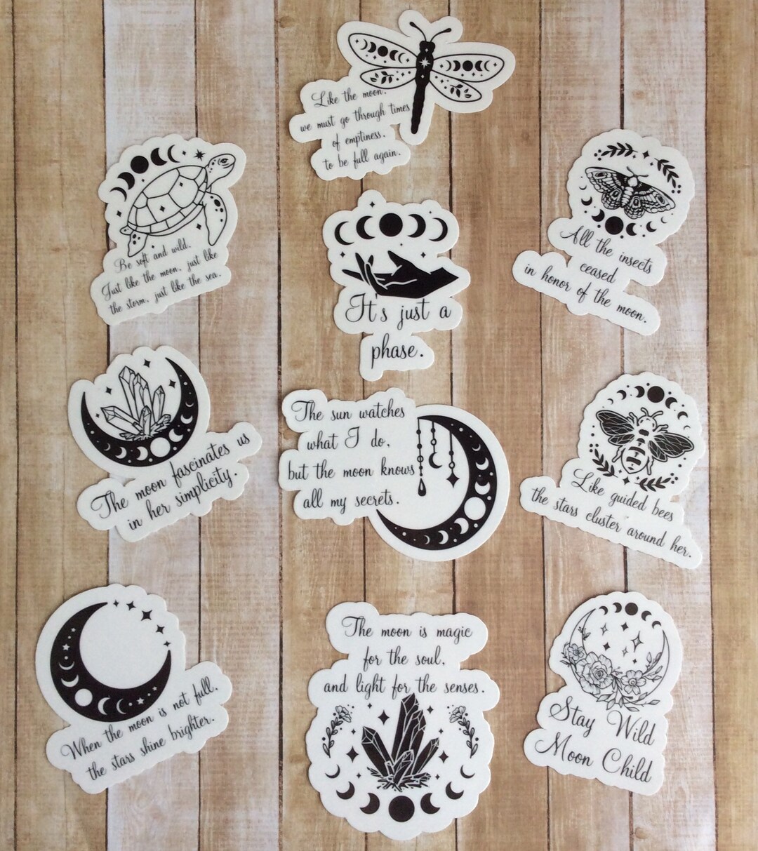 Moon Phase Stickers Vinyl Sticker Pack Fully Waterproof - Etsy