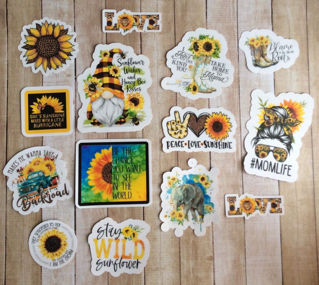 Mixed Sunflower Sticker Pack - Sunflower Sticker Pack - Free Standing ...