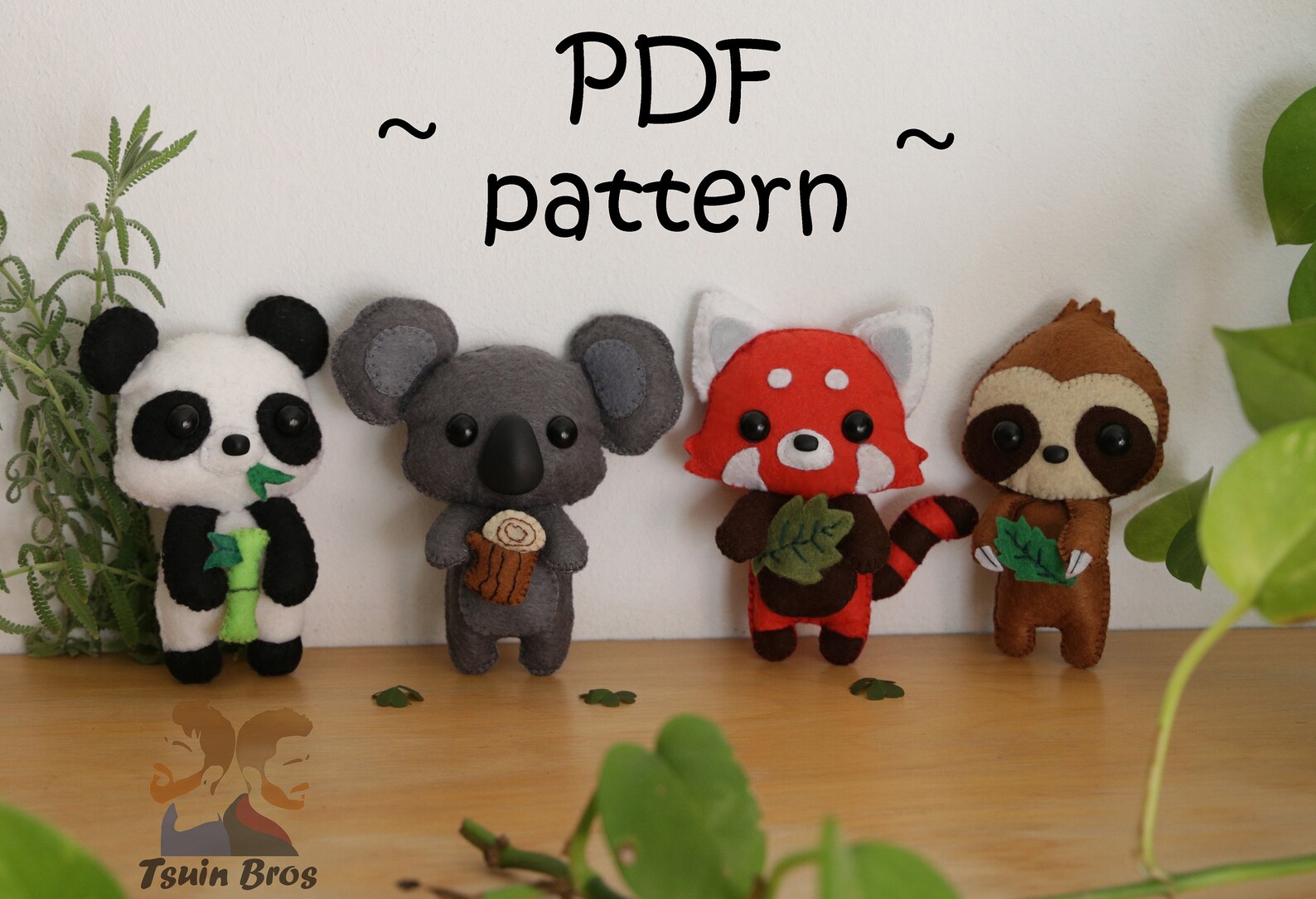 Wild Animals: Panda, Koala, Red Panda and Sloth. PDF Pattern and Simple ...