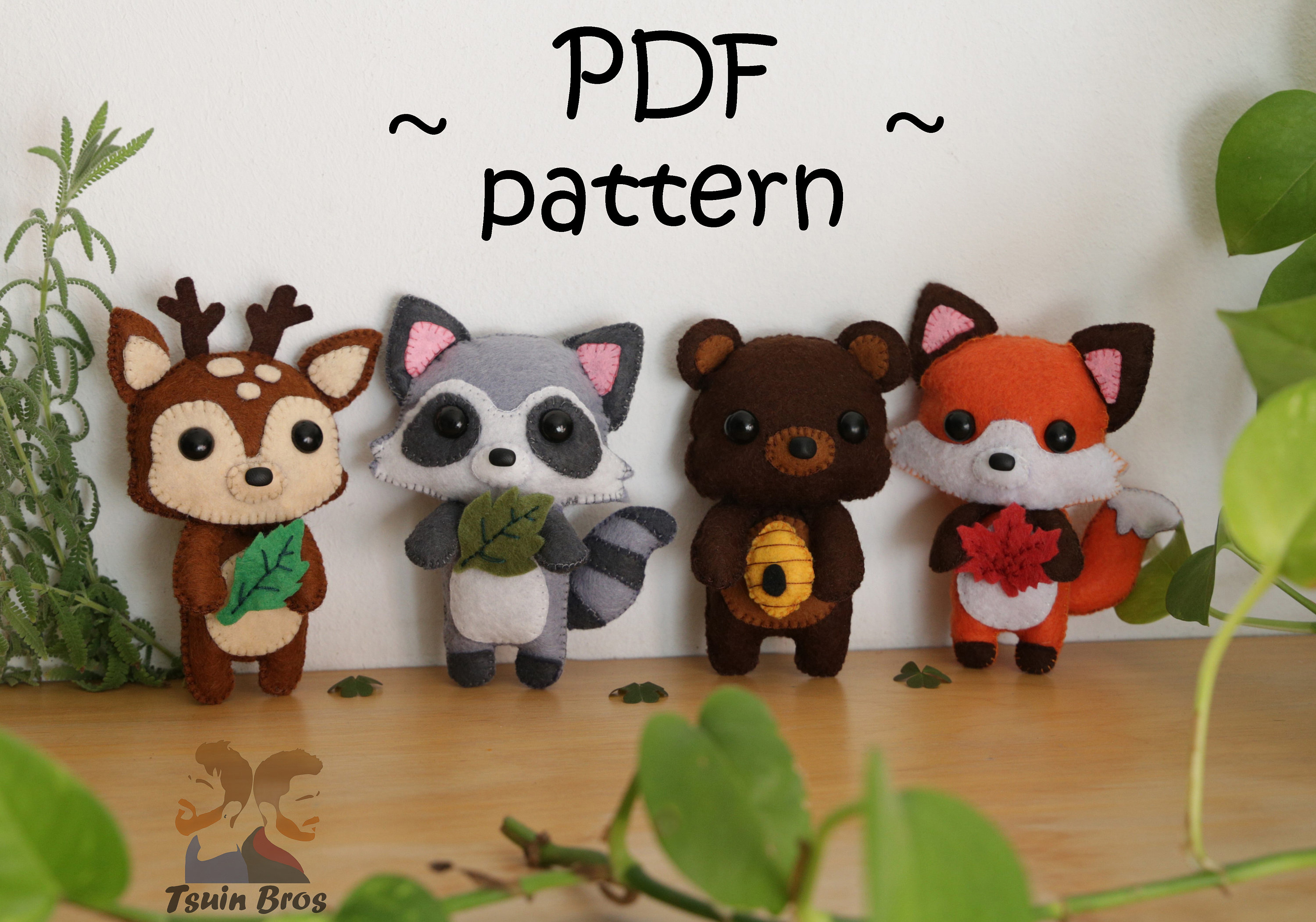 Forest Animals: Deer Raccoon Bear and Fox. PDF Pattern and - Etsy