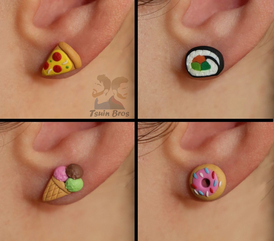 Food Earrings: Pizza, Sushi, Ice Cream or Donut. 100 % Handmade. - Etsy
