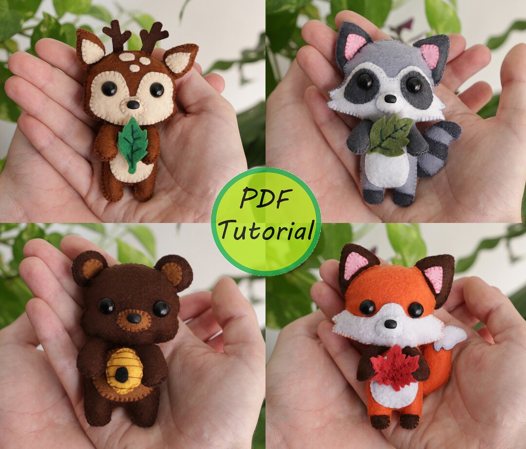 Forest Animals: Deer, Raccoon Bear and Fox. PDF Pattern and Simple ...