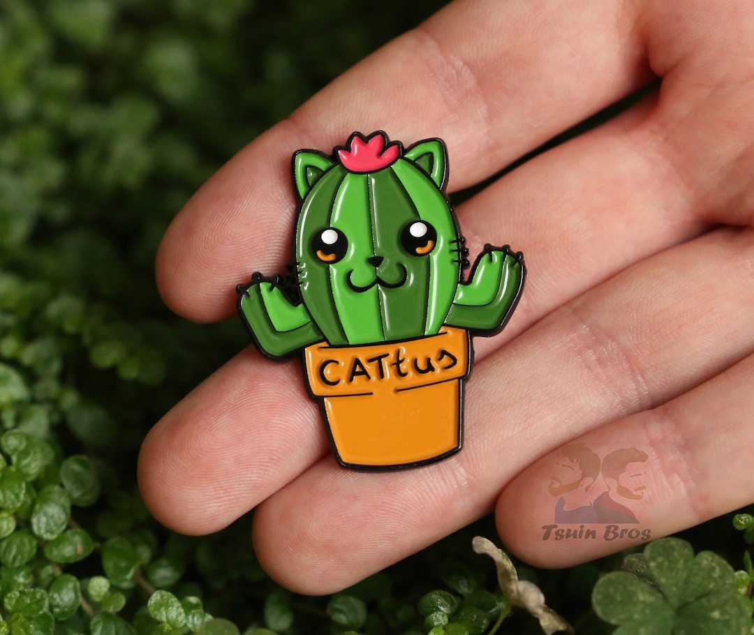 Cattus Pin. Cactus Plant and Cat Enamel Pin. - Etsy