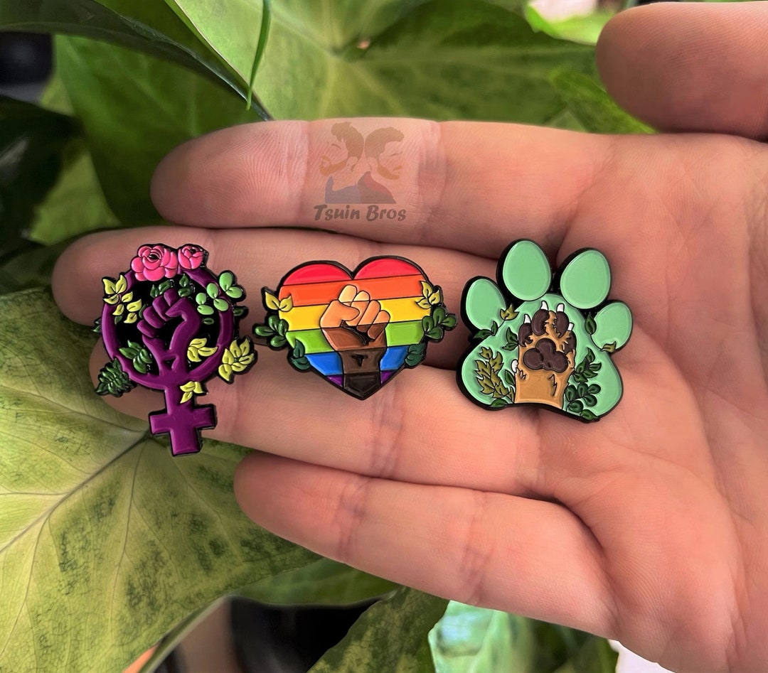 Equality Pins: Feminism, Pride Progress and Animalism. Enamel Pins. - Etsy