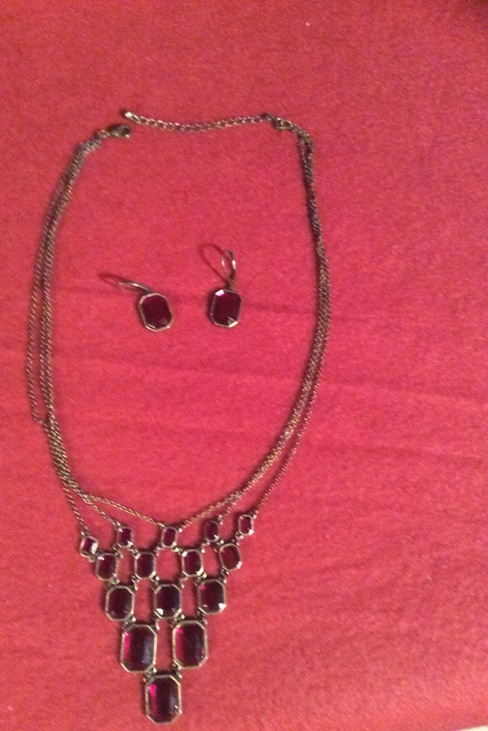 Vintage Avon Multi-chain Red Chrystal Necklaces and Earring Set - Etsy