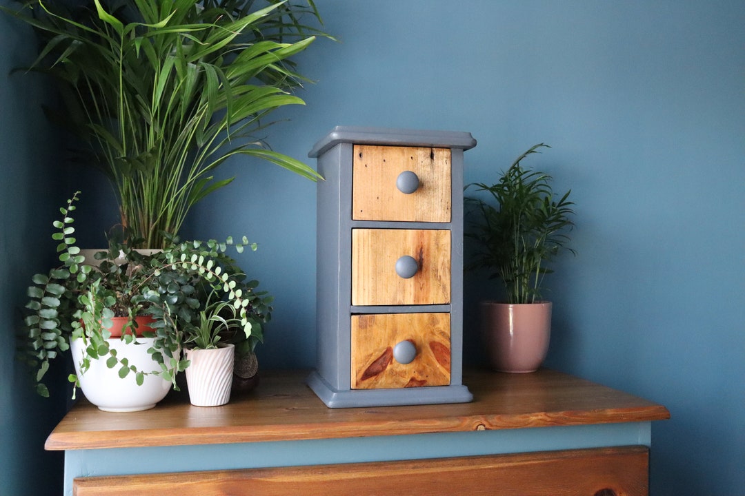 Mini Chest With 3 Drawers Repurposed From an Old CD Rack in Grey - Etsy UK