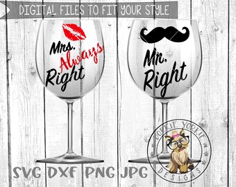 Mr. Right and Mrs. Always Right Cuttable Design SVG PNG DXF & - Etsy