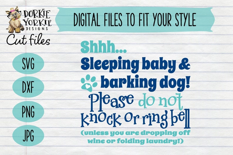 Shhh Sleeping Baby & Barking Dog - Svg, Dxf, Png, Jpg - Sign Do Not ...