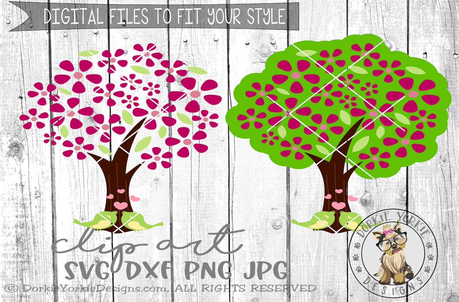 Love Bird Tree - Svg, Dxf, Png, Jpeg - Wedding, Clip Art, Flowers ...