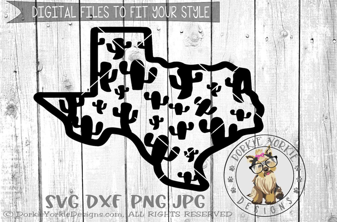 Texas Cactus - Svg, Dxf, Png, Jpg - State, Outline, Texan , Cricut ...
