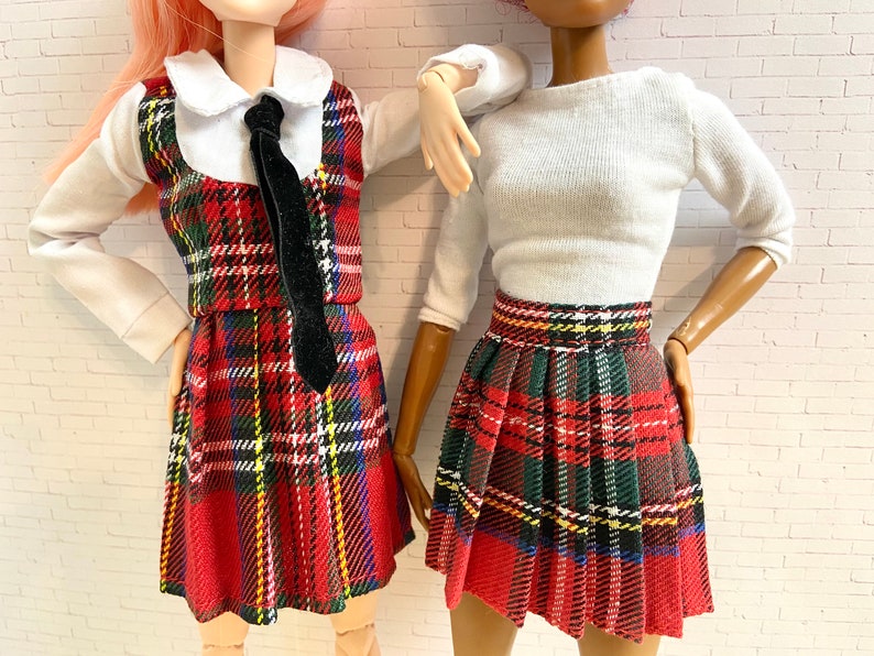 Cute Schoolgirl Barbie Uniform Dress Fits MTM Dolls Plaid | Etsy