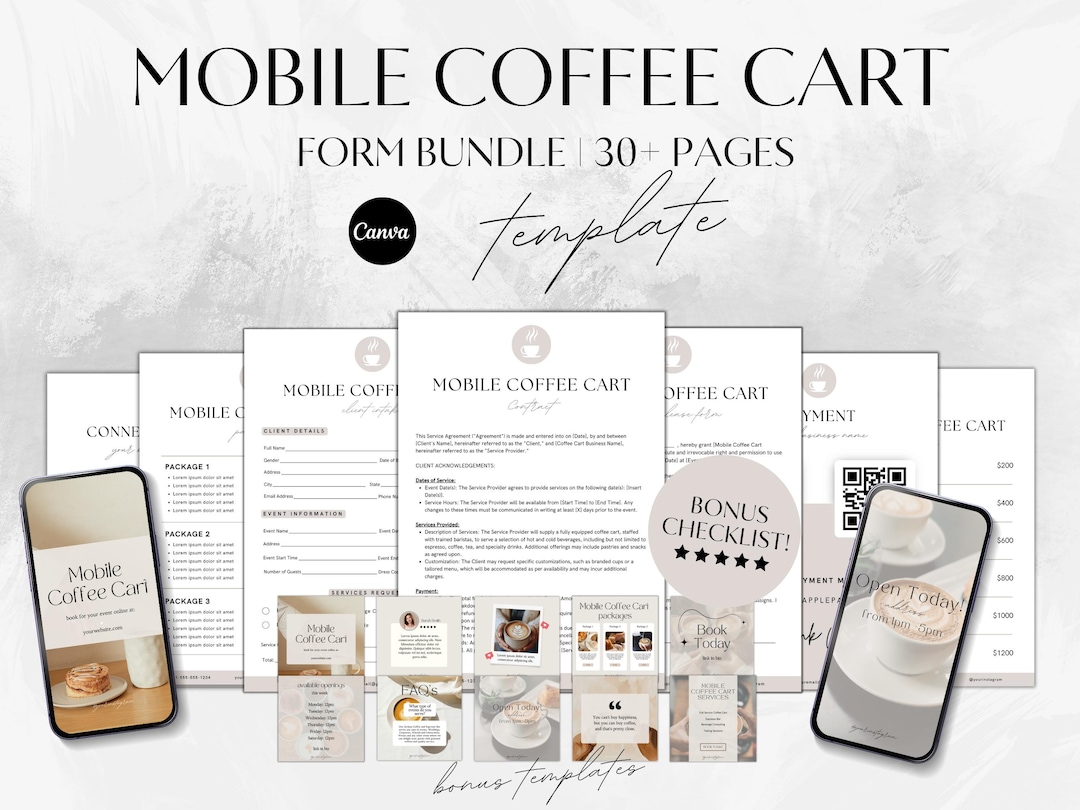 Coffee Cart Contract Template Bundle, Mobile Coffee Cart Contract ...