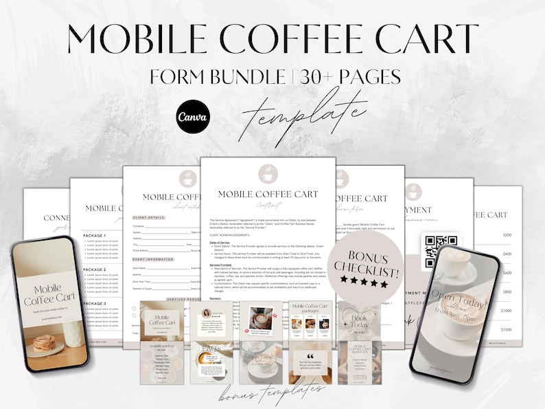 Coffee Cart Contract Template Bundle, Mobile Coffee Cart Contract ...