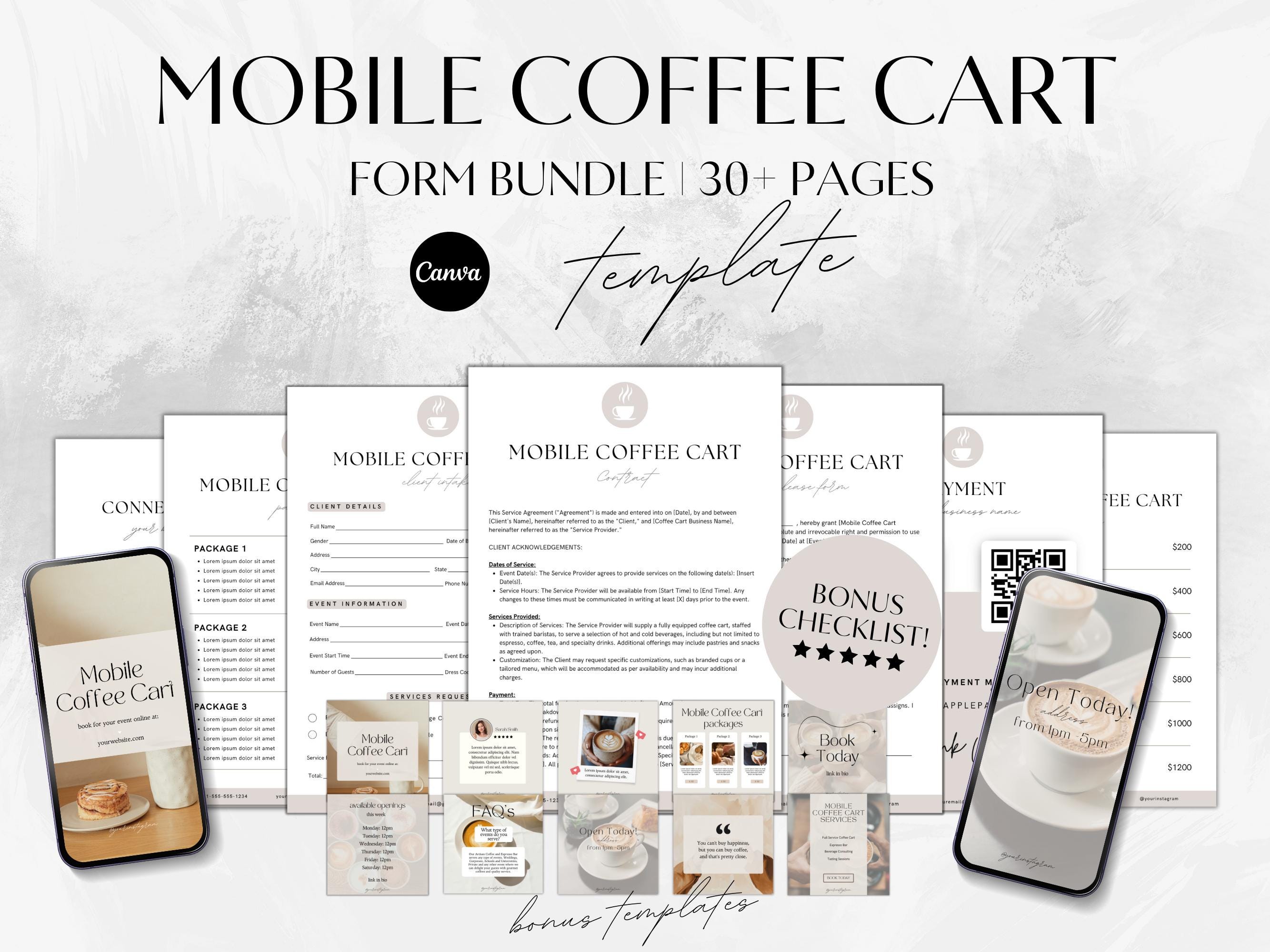 Coffee Cart Contract Template Bundle, Mobile Coffee Cart Contract ...