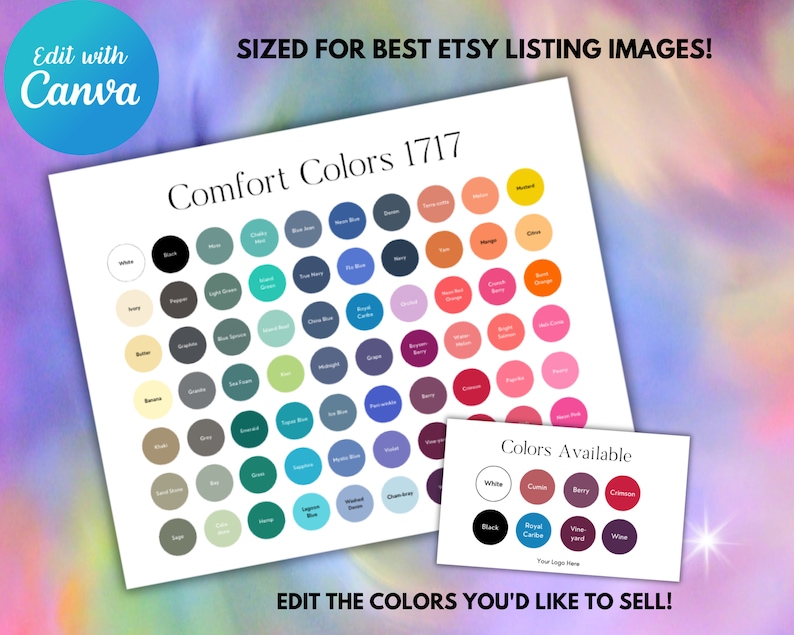 Editable Comfort Colors C1717 Color Chart Circle 1717 Comfort - Etsy