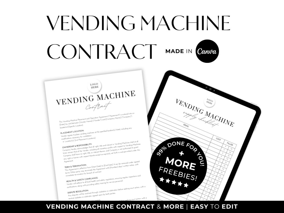Vending Machine Contract, Vending Rental Forms, Vending Machine ...