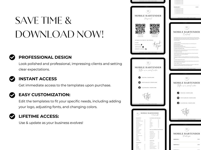 Mobile Bar Business Forms, Editable Bartender Contract, Mobile Bar ...
