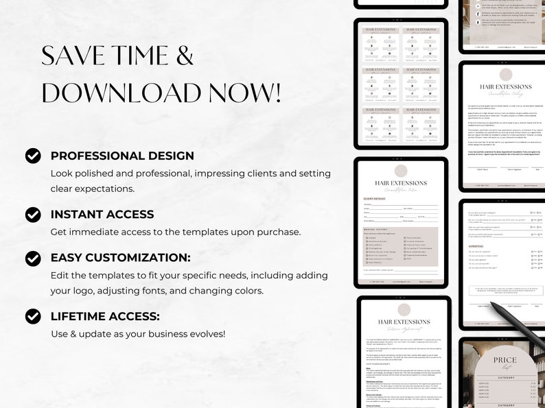 Editable Hair Extensions Contract,hair Extensions Consultation Form ...