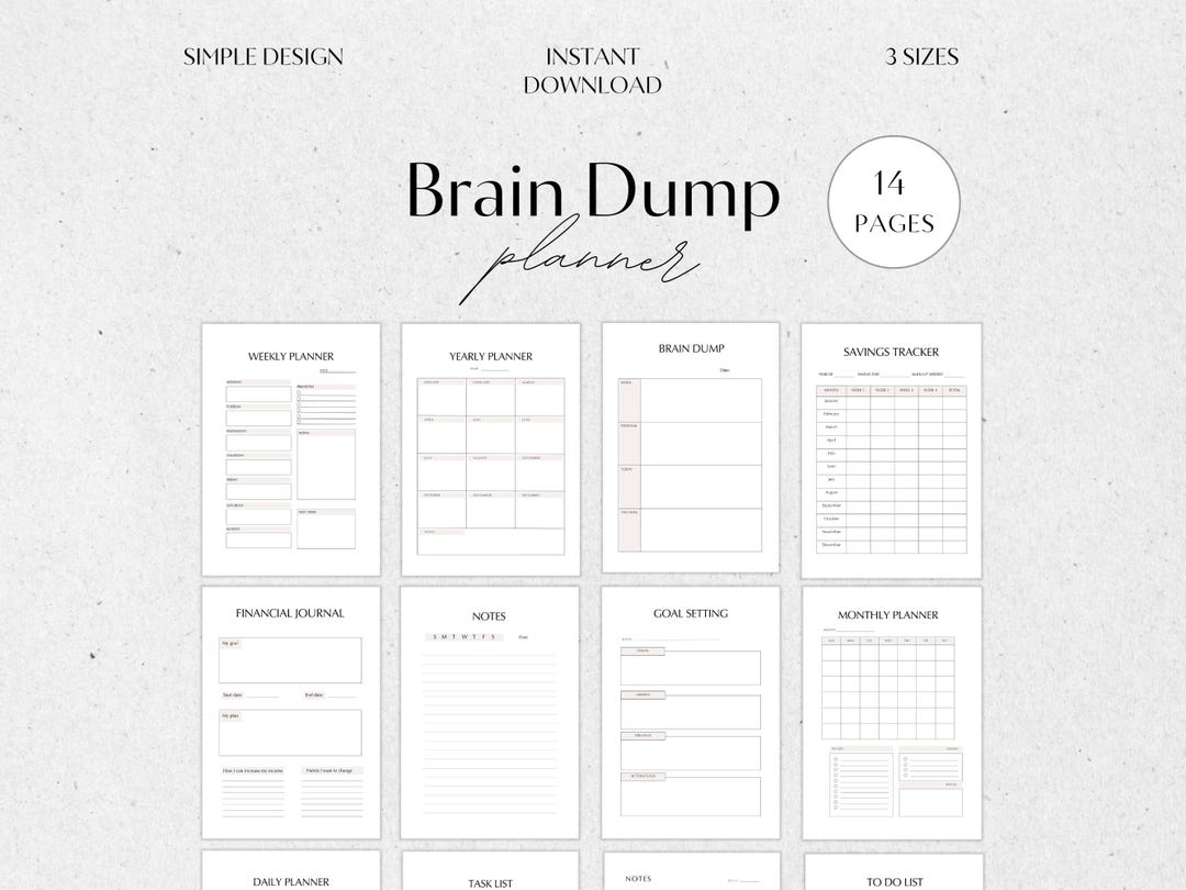 Brain Dump, ADHD Daily Planner, Productivity, Priority Matrix, Thoughts ...