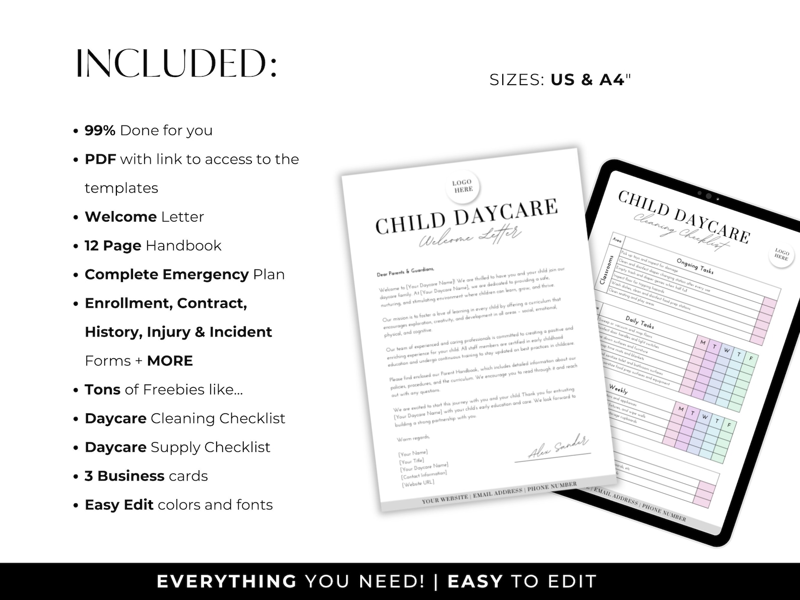Editable Daycare Forms Bundle, Daycare Starter Kit, Childcare Forms ...