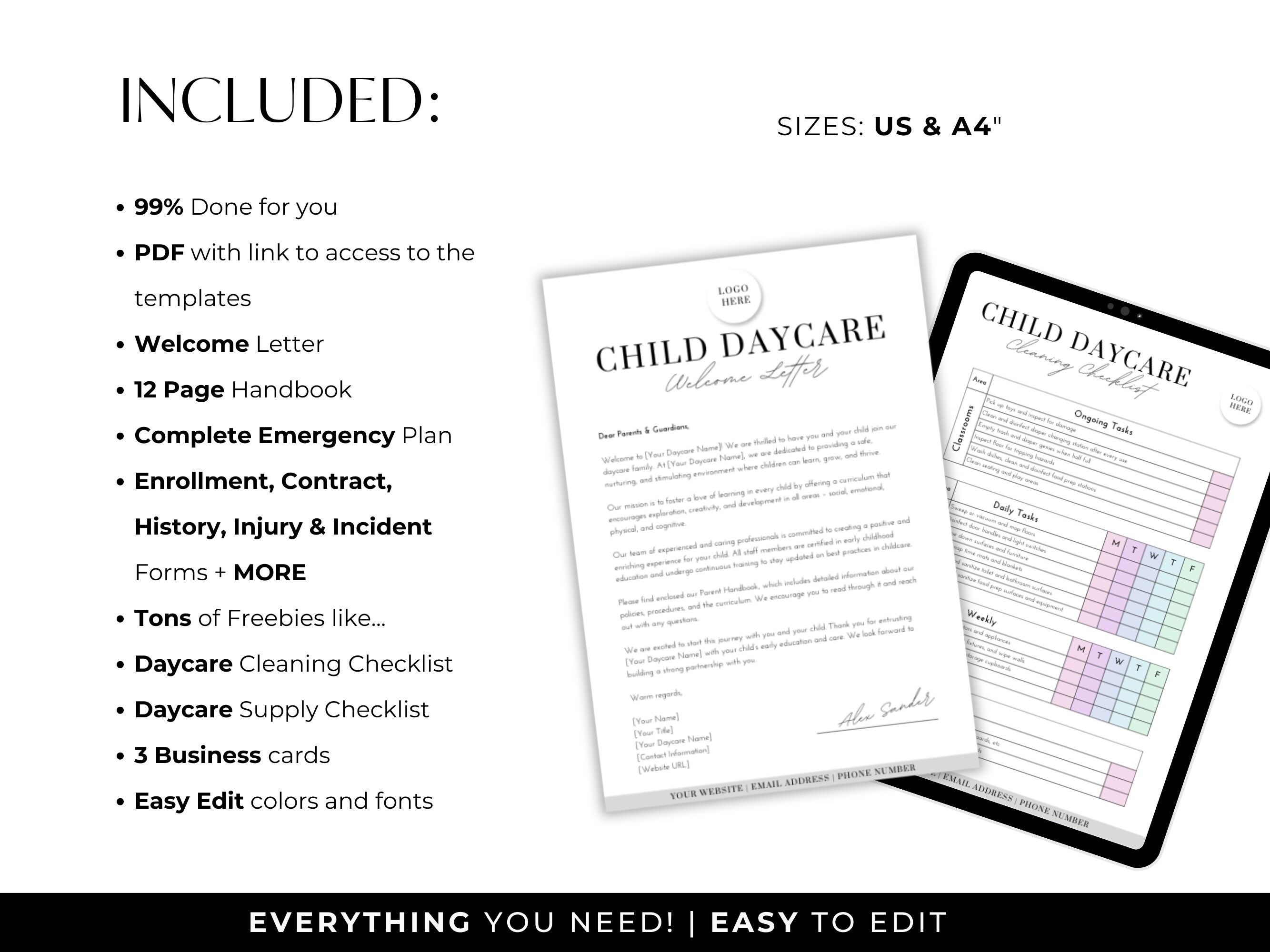 Editable Daycare Forms Bundle, Daycare Starter Kit, Childcare Forms ...