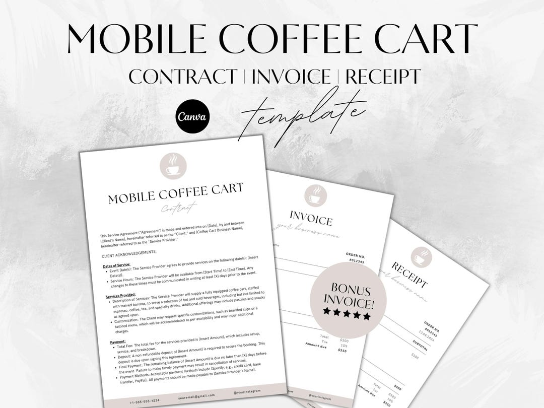 Mobile Coffee Cart Contract Template, Mobile Coffee Cart Invoice ...