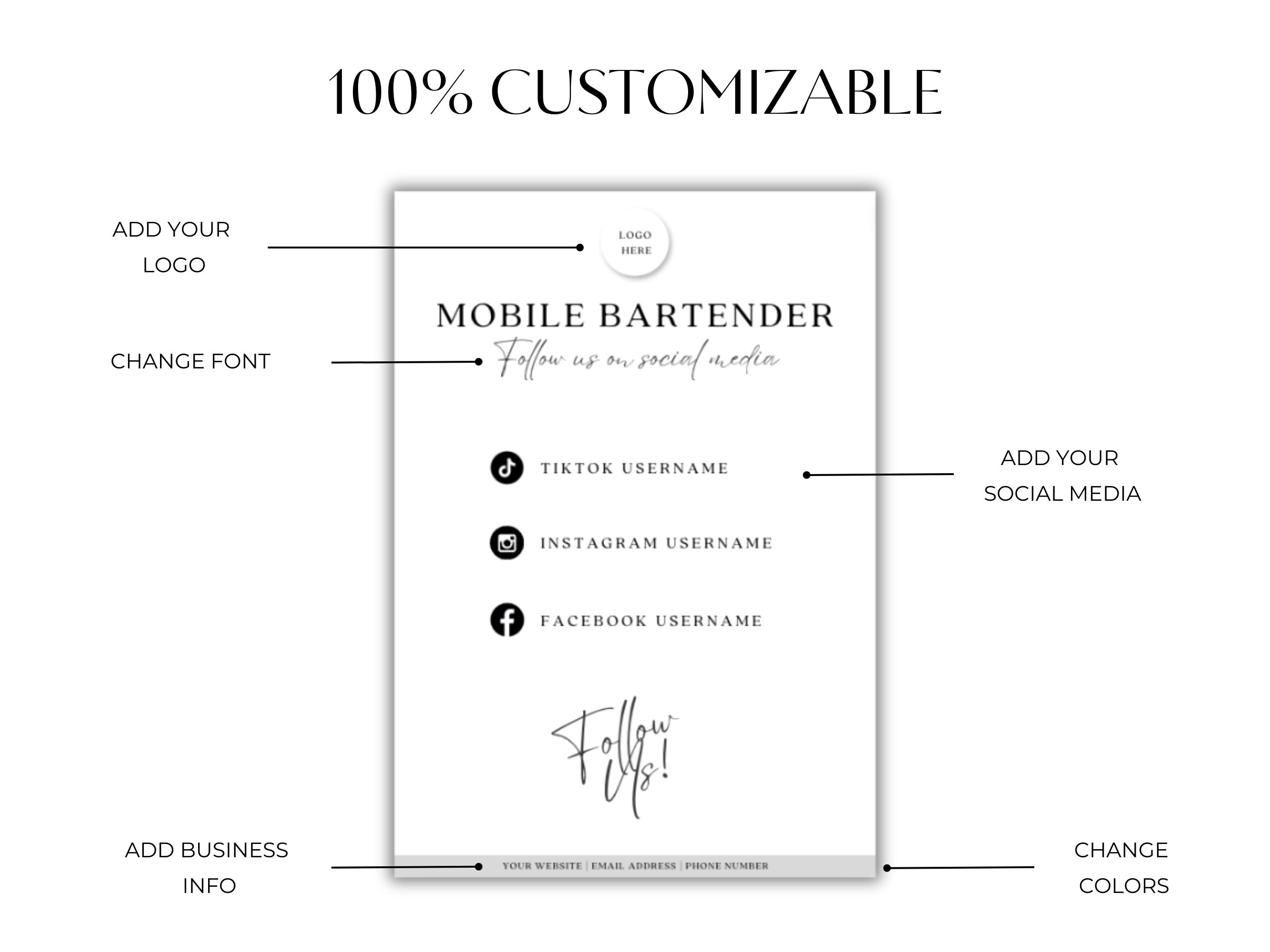 Mobile Bar Business Forms, Editable Bartender Contract, Mobile Bar ...