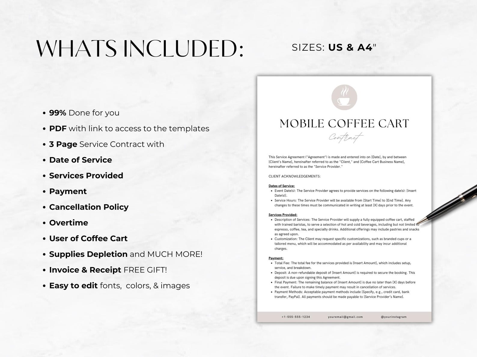 Mobile Coffee Cart Contract Template, Mobile Coffee Cart Invoice ...